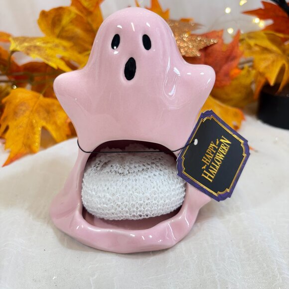 Kitchen | Happy Halloween Pink Ceramic Ghost Kitchen Sponge Scrubby ...